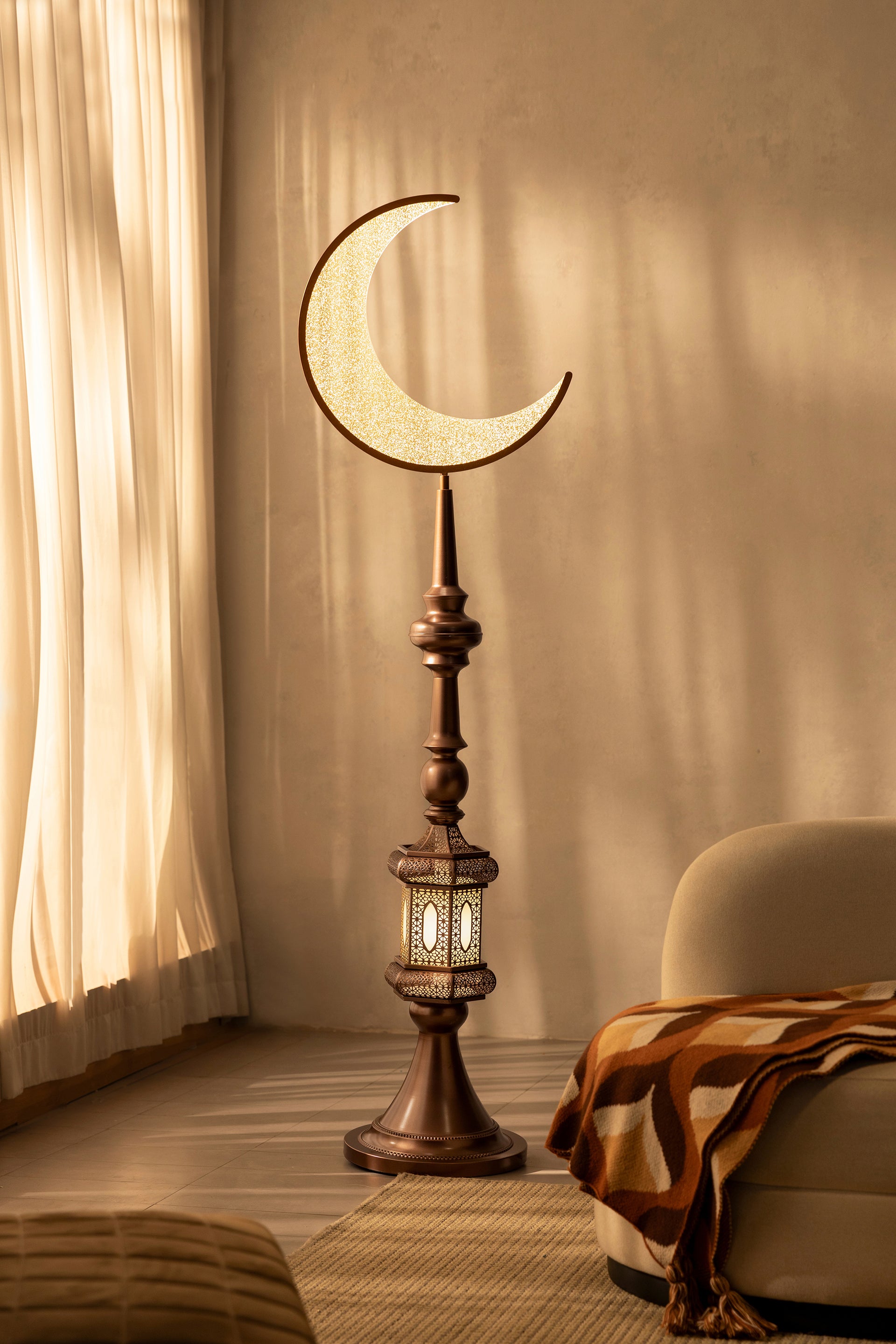Hilal Auric Crescent Sentinel Floor Lamp - Ramadan Hilal